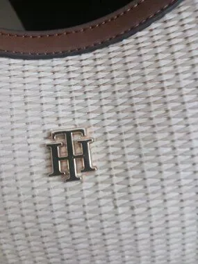 Tommy Hilfiger | Bags | Tommy Hilfiger Cream Woven Shoulder Bag With ...
